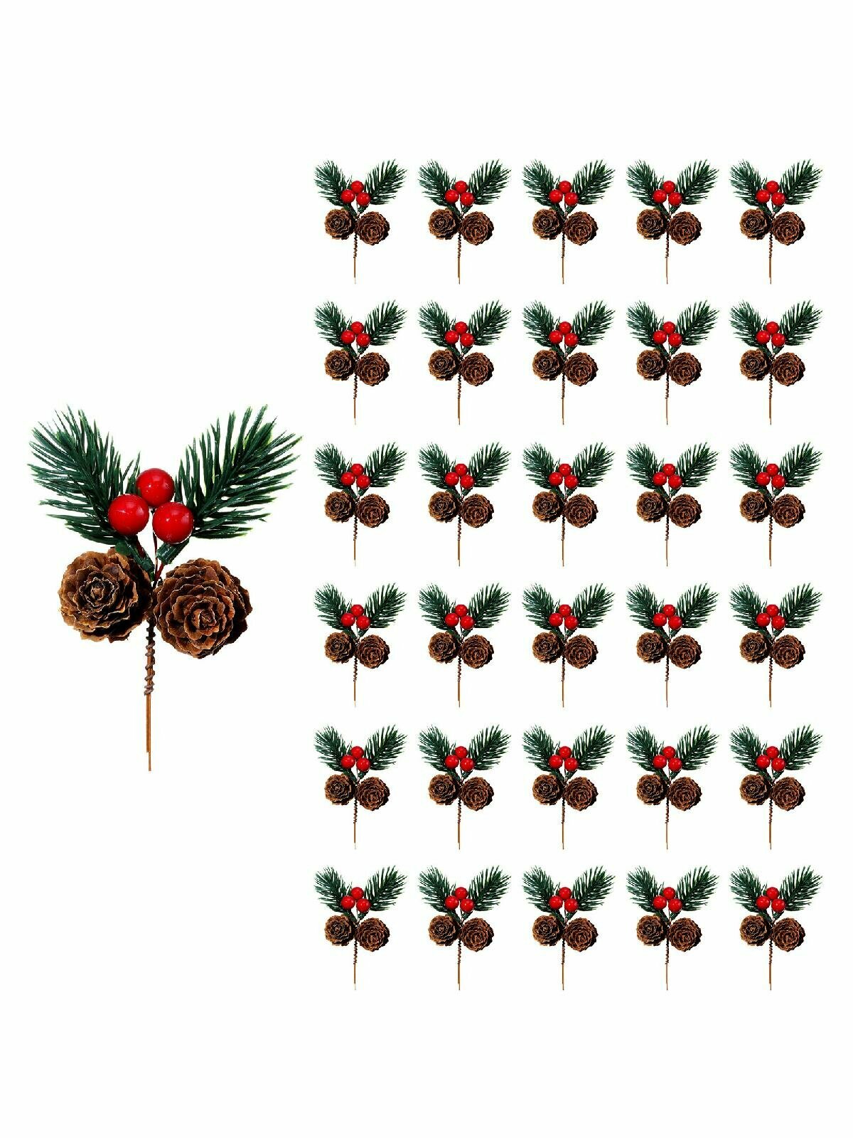 30 искусственных сосновых гребней со смородиной для праздничных поделок и пожертвований