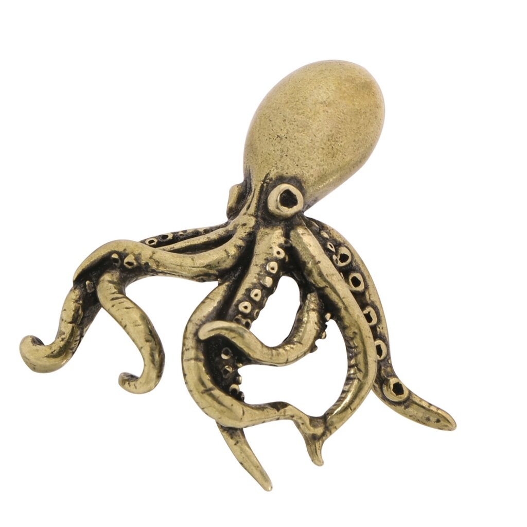 Винтажная латунная миниатюрная фигурка осьминога с тонкой детализацией - подарок для коллекционеров