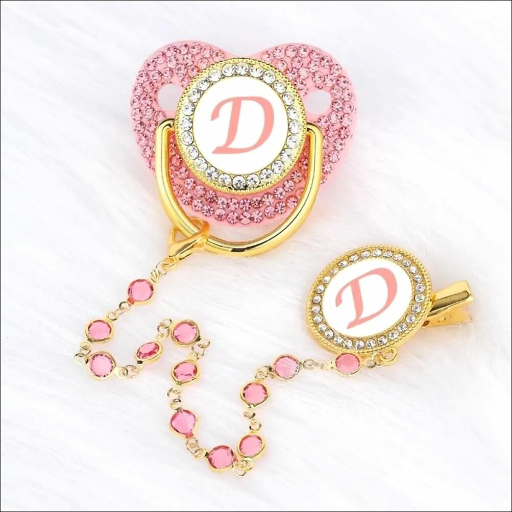 Детская силиконовая соска-пустышка, прорезыватель с бриллиантовыми инициалами, с пылезащитным чехлом, 0-3 года