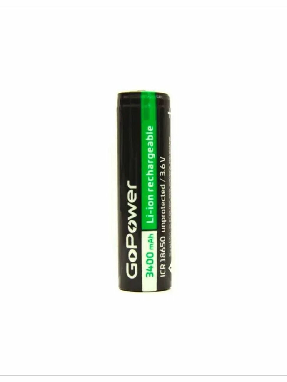 Аккумулятор GoPower 18650 Li-Ion 3.6V 3400mAh, без защиты