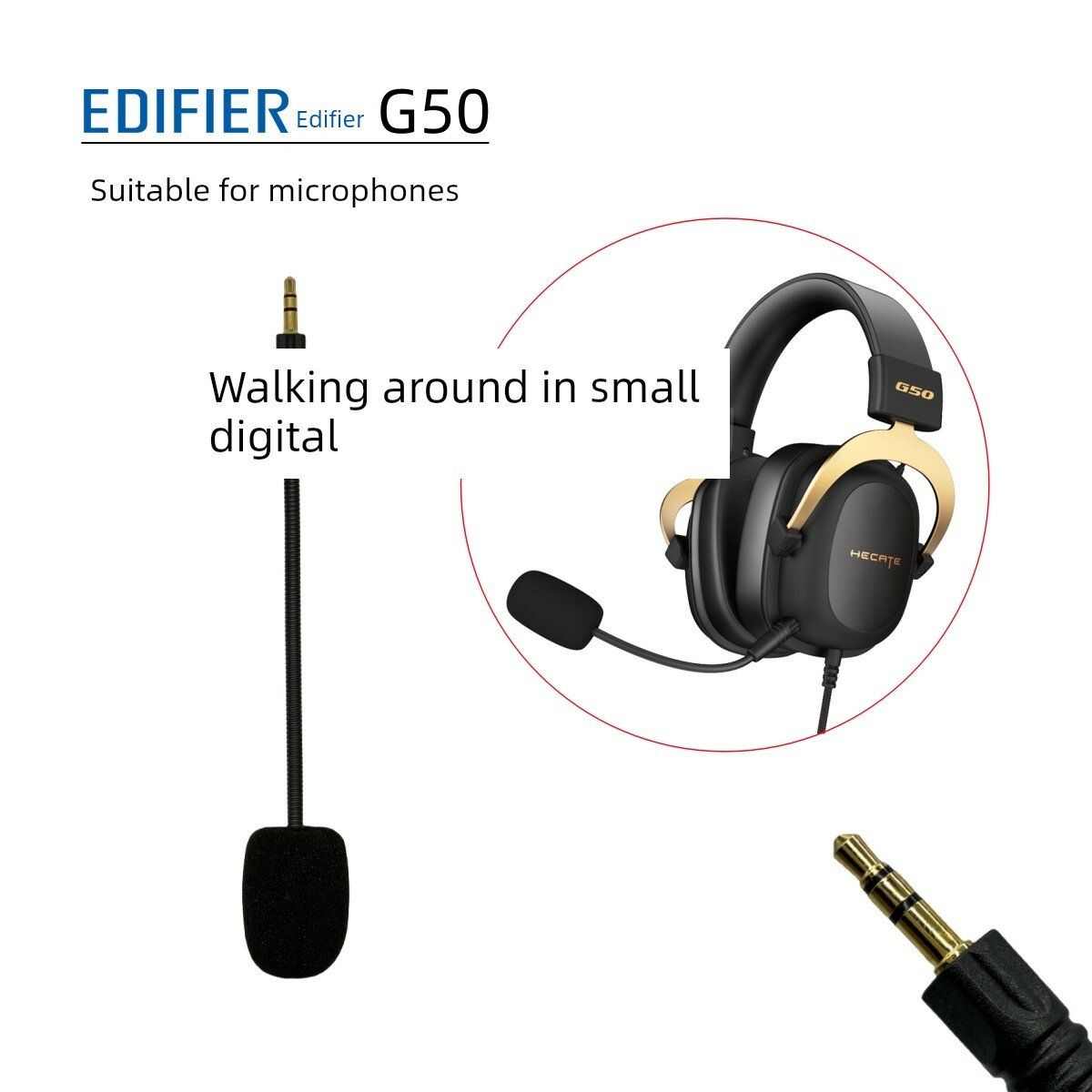 Подходит для микрофона наушников Edifier, микрофона G2, гарнитуры G5, аксессуаров для G4S/G4/K750w/G30/G30S Сменный