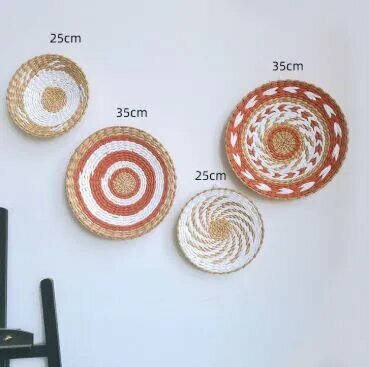 Богемские Плетеные Тарелки, Круглая Форма, 4 Штуки, Соломенная Коса, Подарок Для Домашнего Декора, 25x25x2.5См