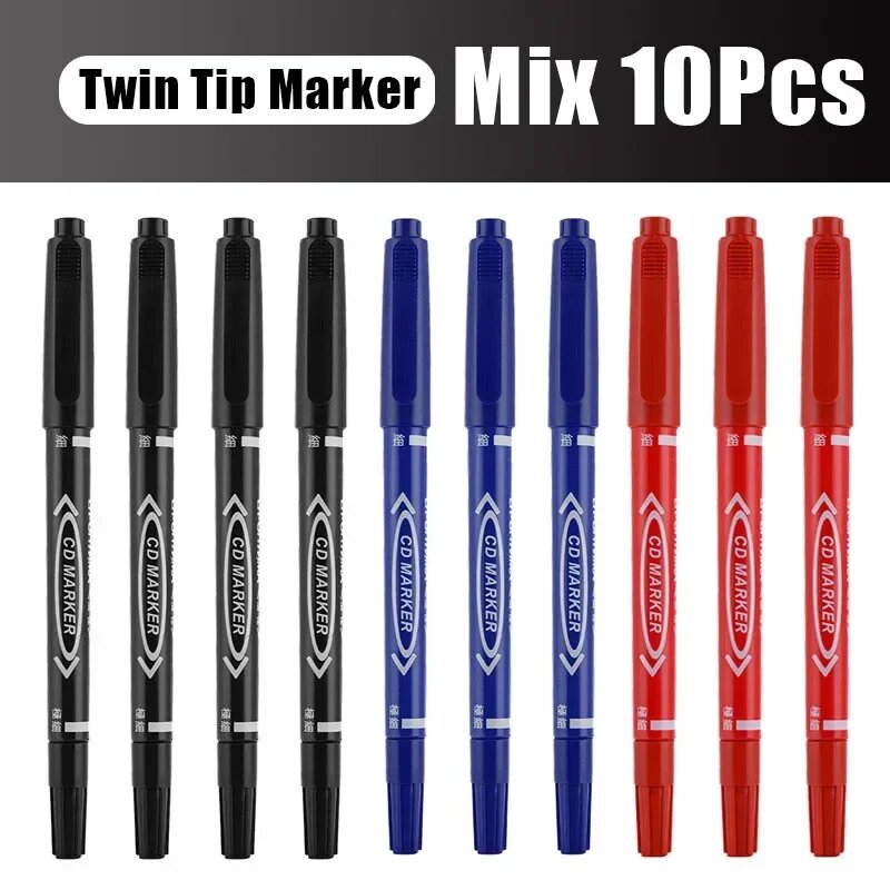 Маркеры Twin Tip Mix 10 шт. (черный, синий, красный)