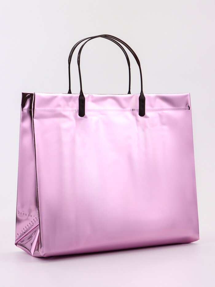 Пакет подарочный ПВХ, голография, розовый, пластиковая