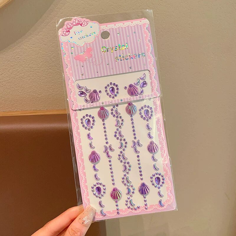 Детские наклейки с алмазами для лица, наклейки для сценического макияжа для девочек, наклейки для рисования на лице для