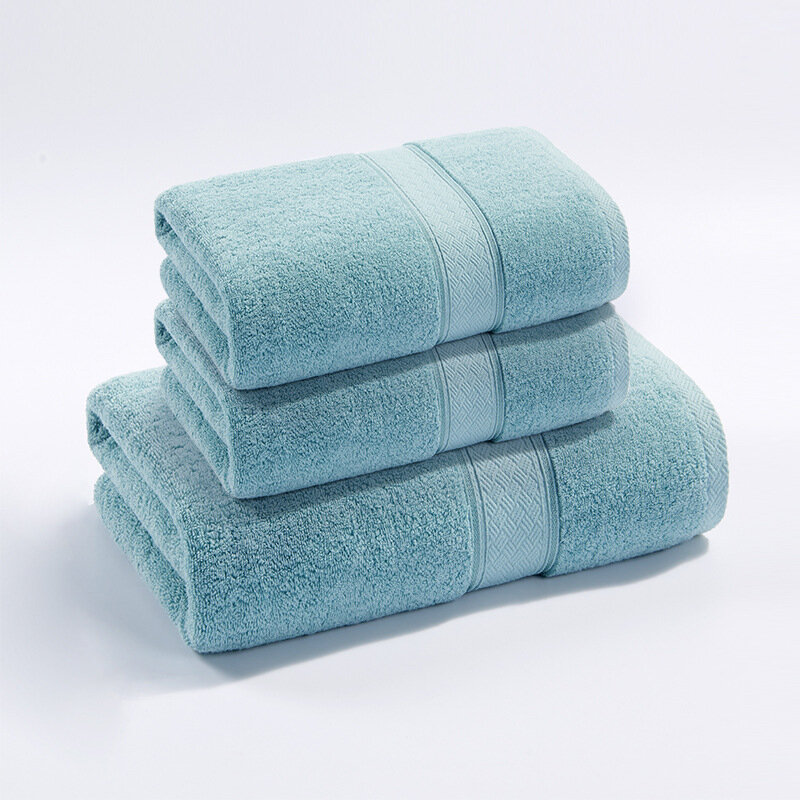 Новый комплект больших полотенец для взрослых, 100% хлопок, утолщенные, унисекс.