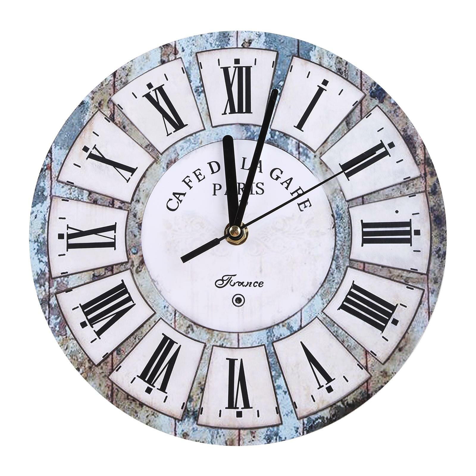 Круглые винтажные настенные часы из дерева, 1