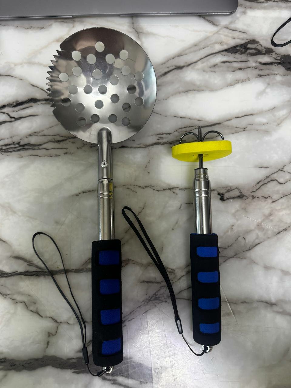 Набор из черпак для зимней рыбалки 70 см телескопический и багор; Багорик телескопический 60 см