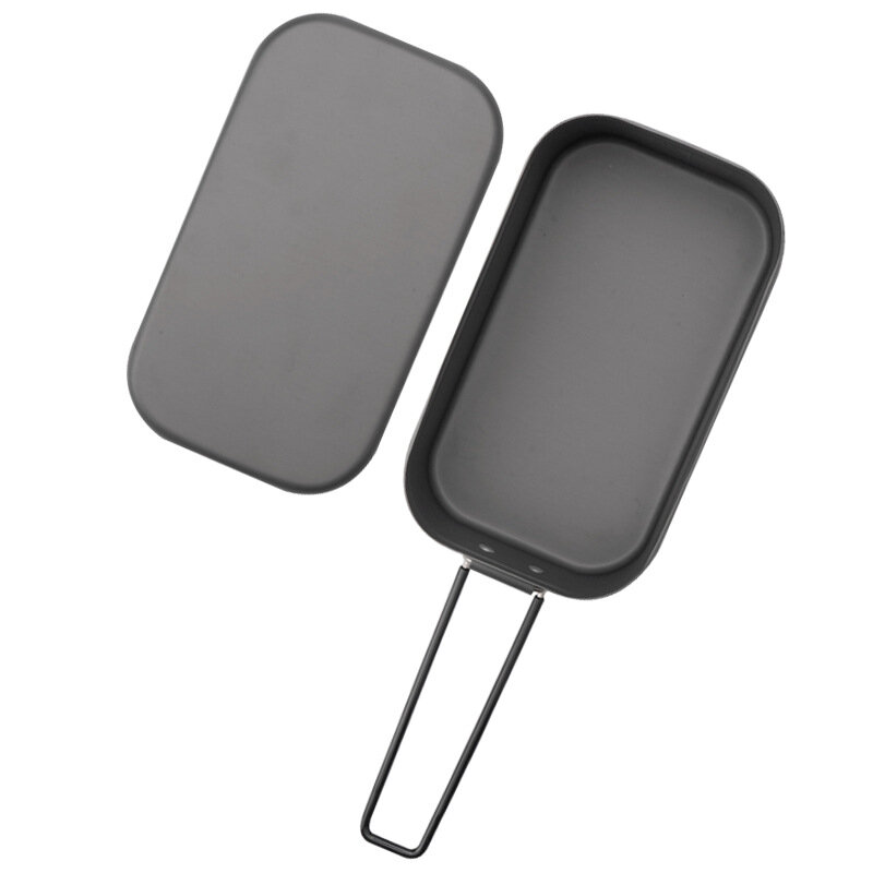 Японский стиль бенто-бокс, черный портативный алюминиевый бенто-ланчбокс, складной ланчбокс для кемпинга на природе