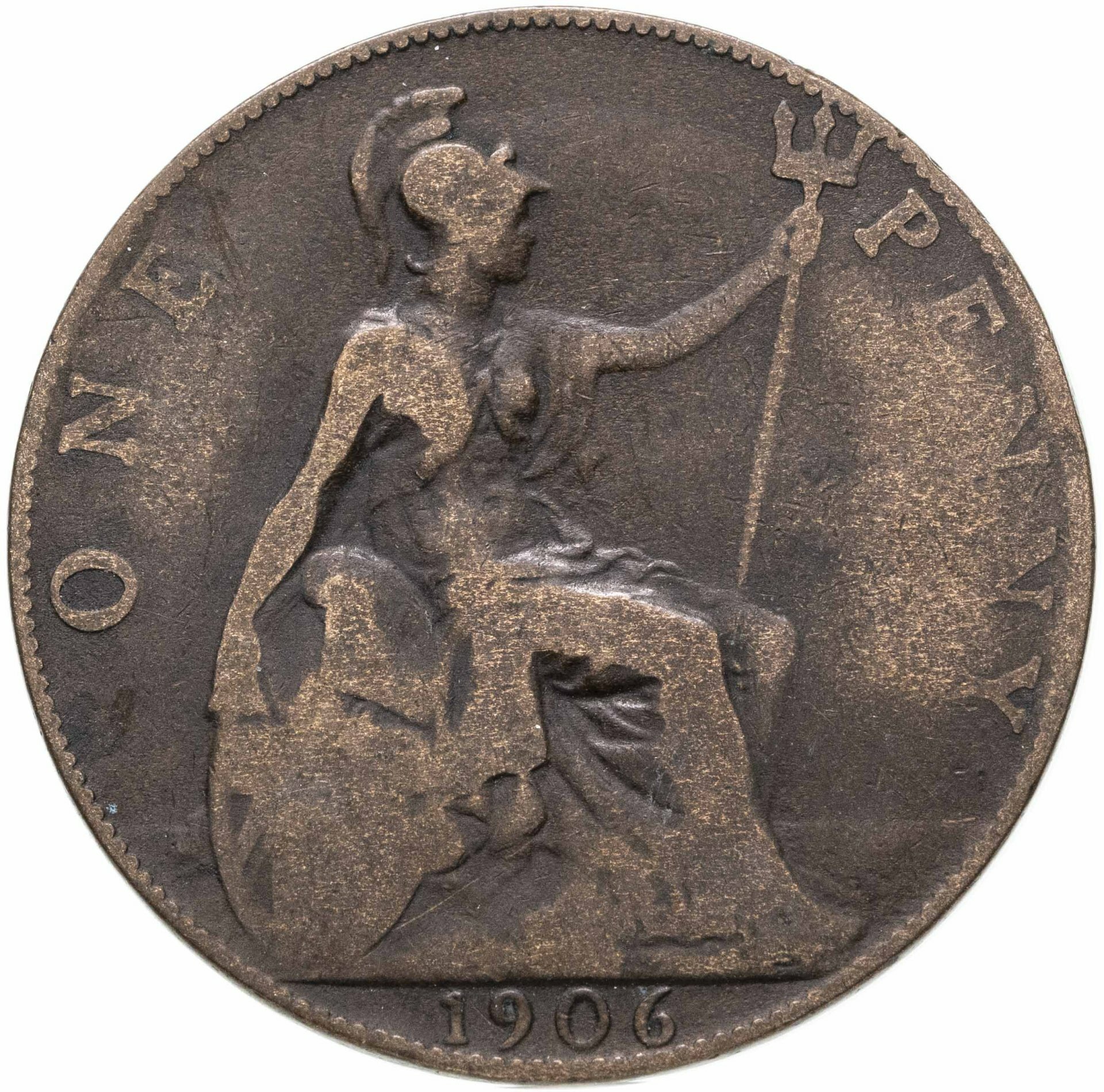 Великобритания 1 пенни penny 1906, Бронза, в сохранности F