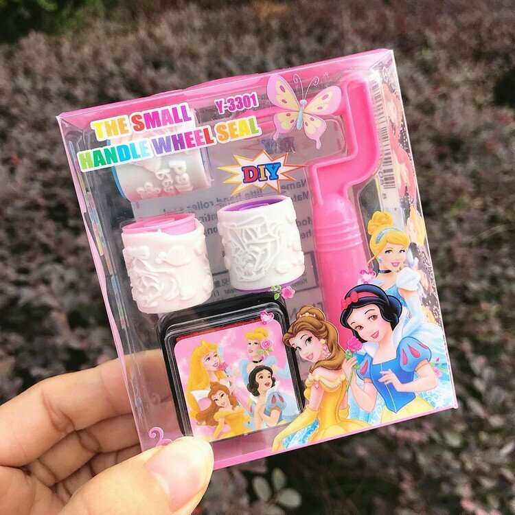 Набор штемпелей с ручкой для детей, мультяшные роликовые штампы, чернильная подушка, подарок для начальной школы и детского сада, оптовая продажа игрушек