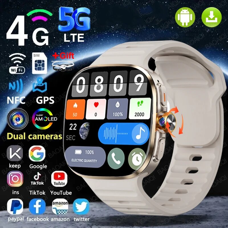 Умные часы 4G/5G Android Белый/Gold 3GB 32GB
