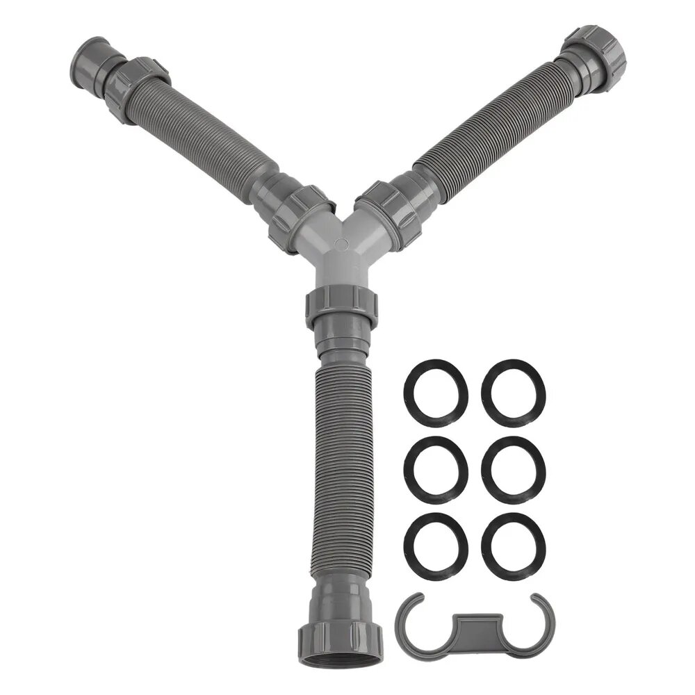 Регулируемый Двойной Сливной комплект для раковины: Гибкий 1-1 / 2 и 1-1 / 4-дюймовый P-Образный Слив для раковины