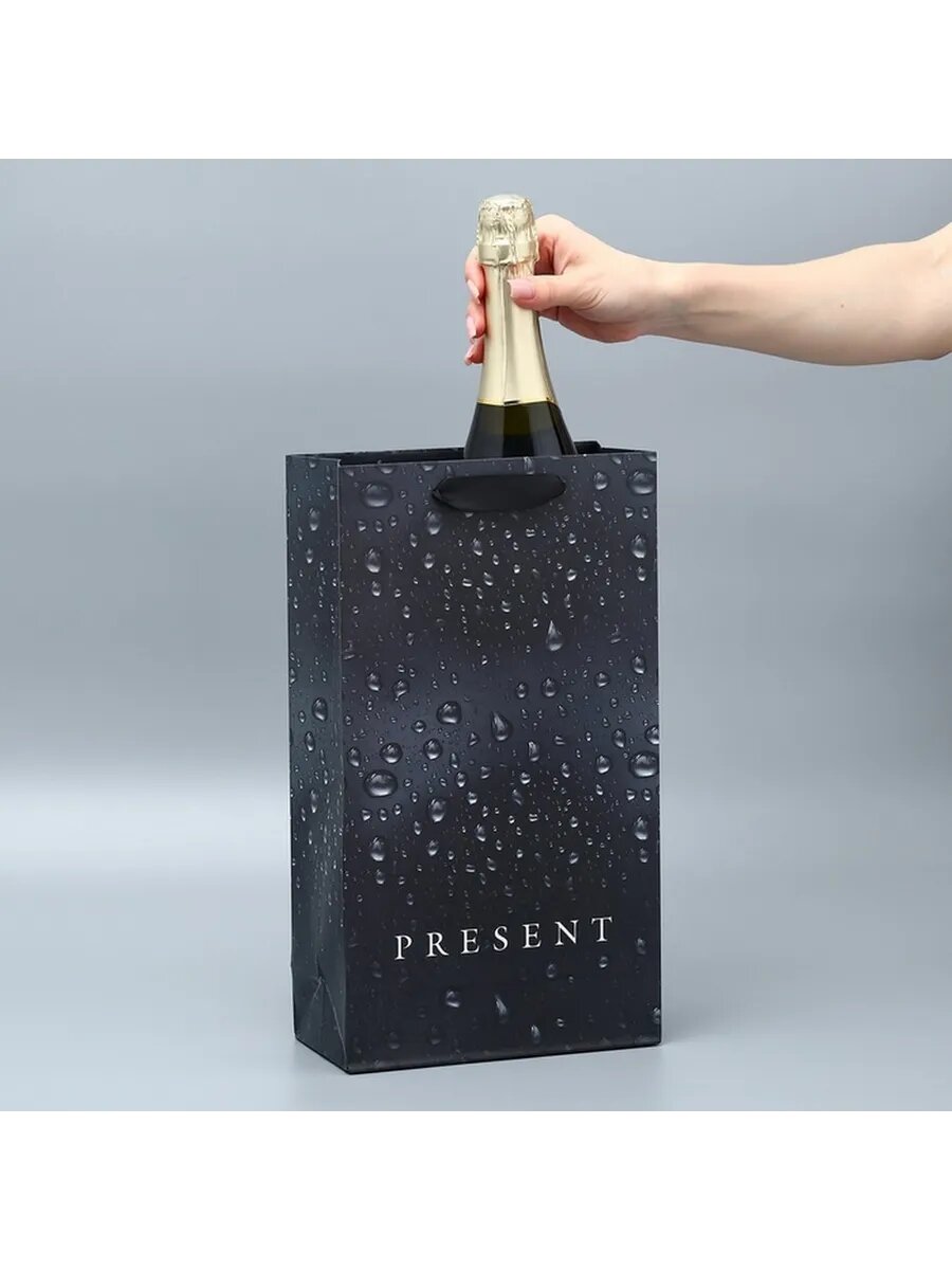 Стильный подарочный пакет для двух бутылок