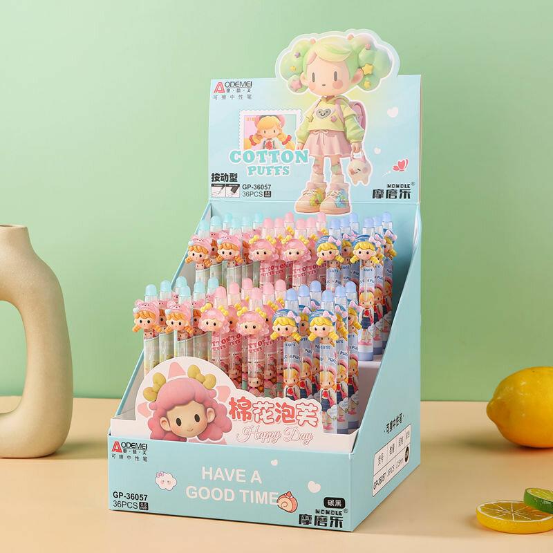 36 упаковок коробочных ручек с гелевой стираемой пастой для студентов, карандашные стираемые ручки, кристально синий угольный черный 0.5 мм