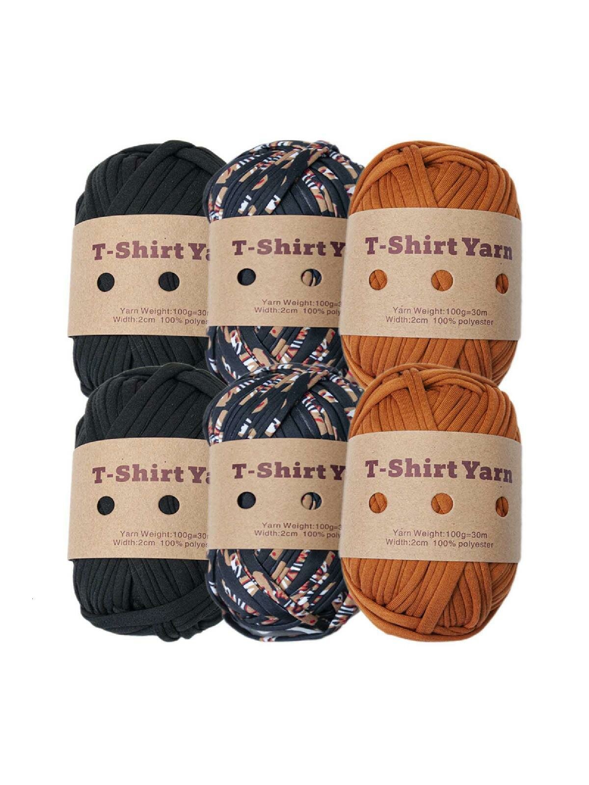 Пряжа из ткани, 6 мотков, для вязания и поделок, B