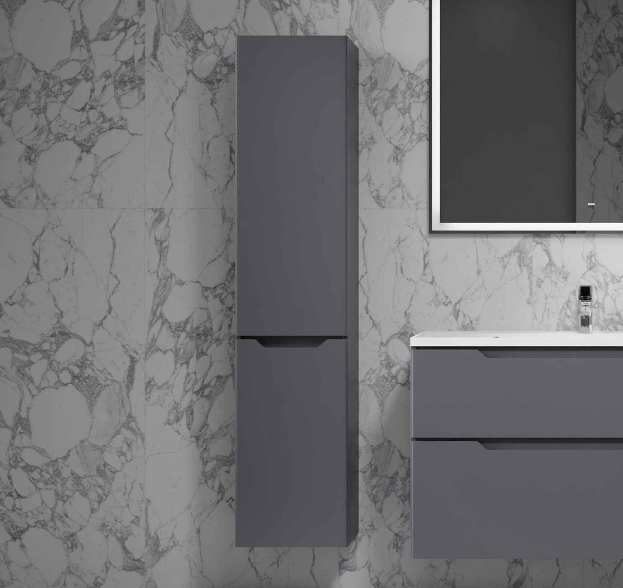 Пенал AQUAme AQM9003GM, подвесной, антрацитовый, для ванной, МДФ