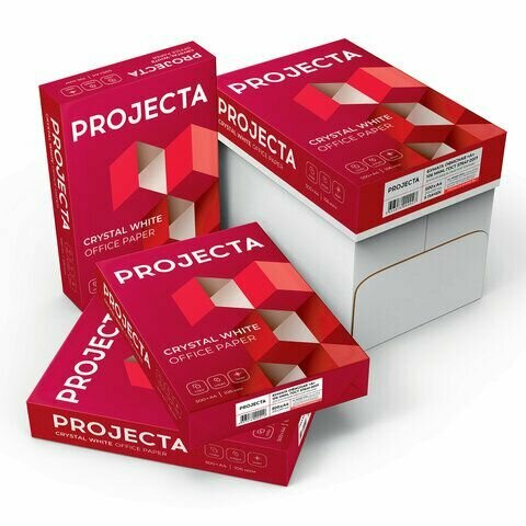5 шт. Бумага офисная А4, 80 г/м2, 500 л, марка А, PROJECTA ULTRA, Россия, 162% (CIE)