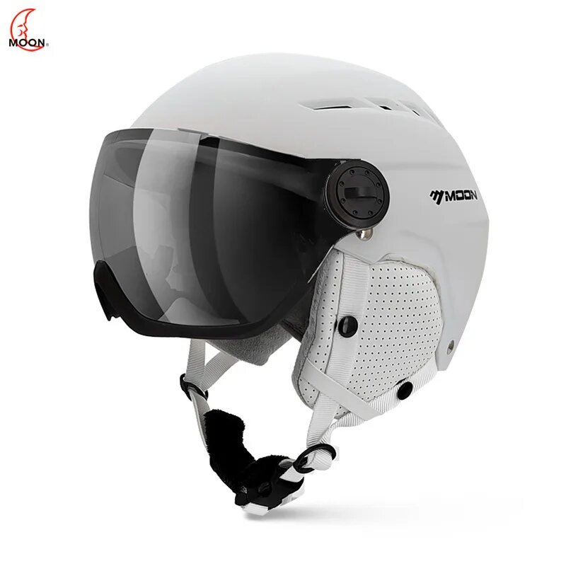 Горнолыжный шлем Moon ABS+EPS с визором для взрослых Белый, 58-61cm, WHITE