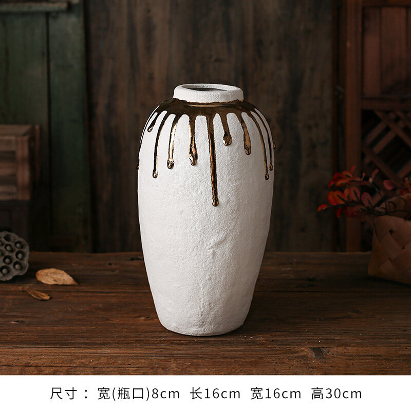 Ретро-вазы в новом китайском стиле, декоративные керамические украшения в деревенском стиле для прихожей, прикроватной тумбочки, тумбы под телевизор, для цветочных композиций, керамическая ваза для дома.