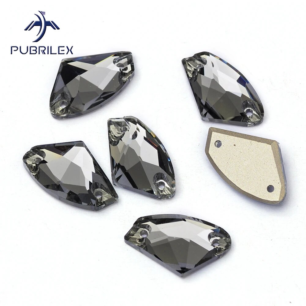 Стразы плоские PUBRILEX 16x27mm, Black Diamond, 24шт