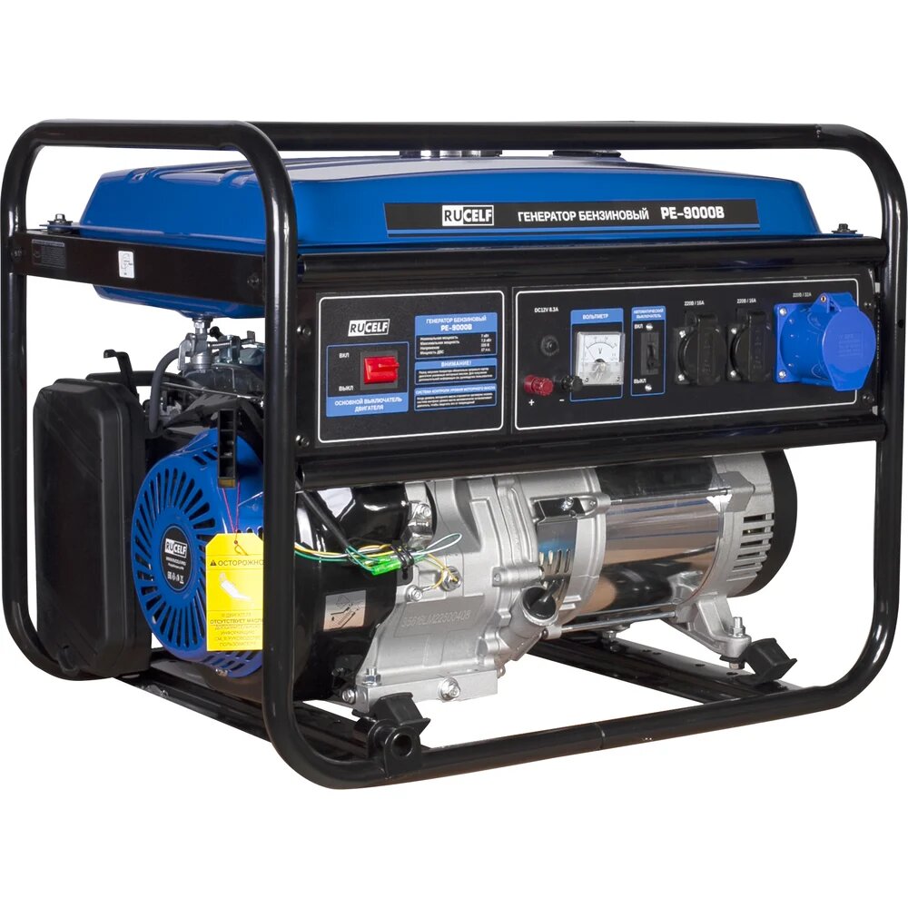 Электрогенератор бензиновый Rucelf PE-9000B (ручки+колеса, медь, 7,5 КВт, силовой разъем) КА-00010635
