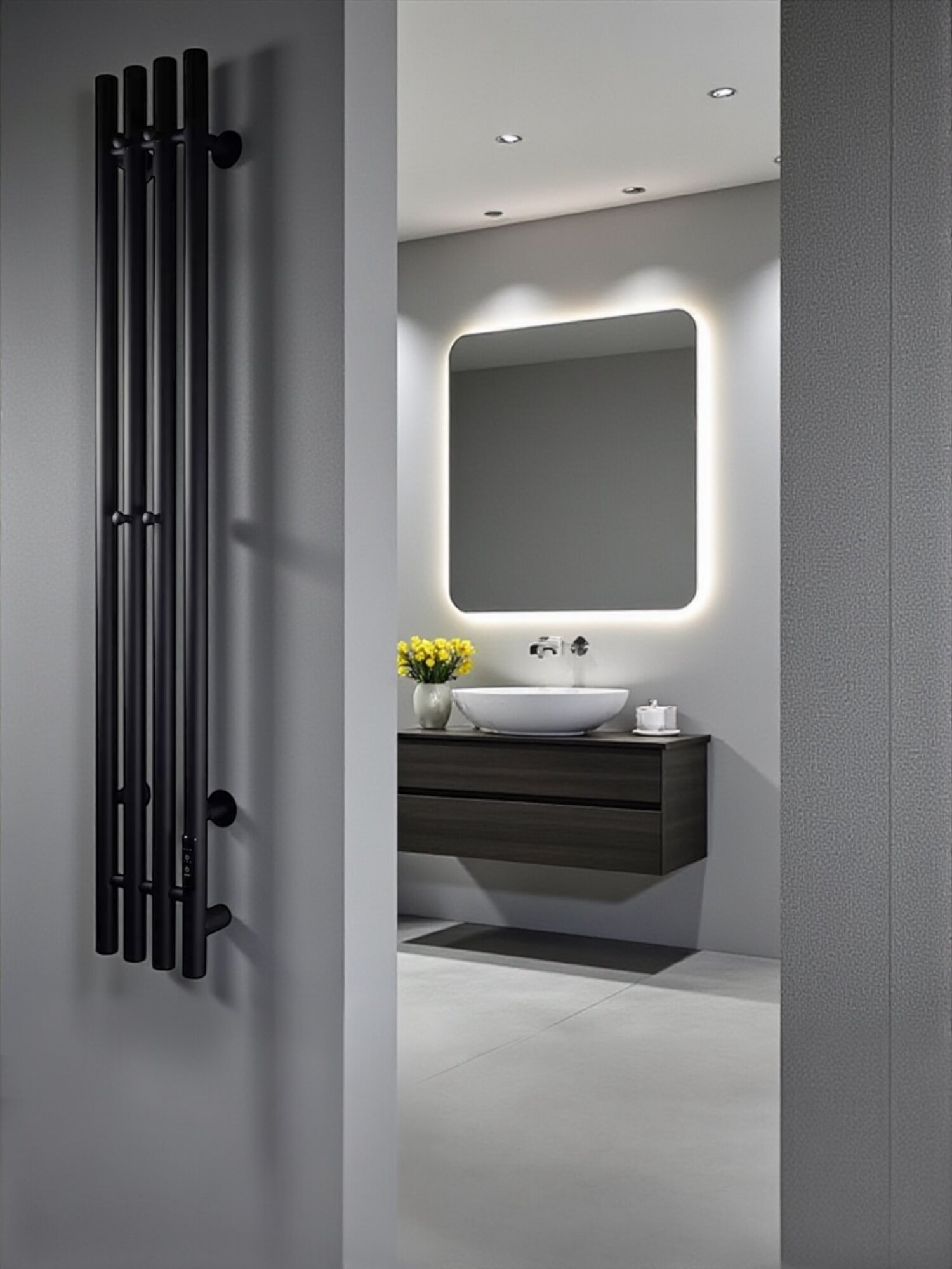 Полотенцесушитель электрический TermoPrime 1200*150мм черный 4 крючка, подключение справа