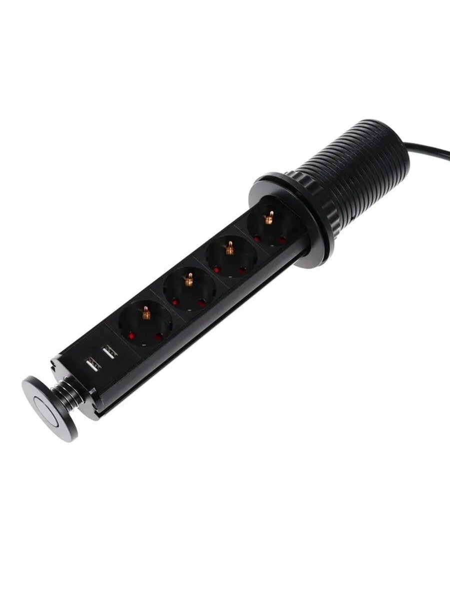 Выдвижная мебельная розетка с USB и четырьмя гнёздами