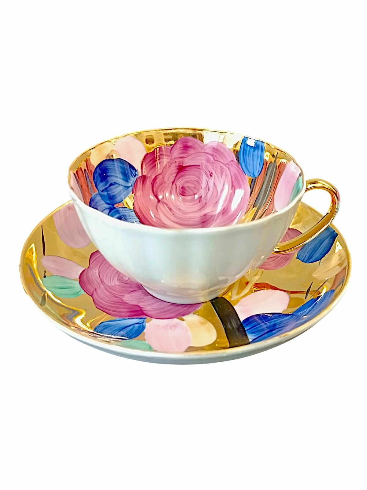 Чайная пара "Поздний вечер" 240 мл на форме "Белый лебедь"