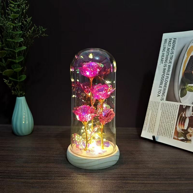 Вечная роза в колбе с подсветкой, ночник, светильник, подарок на свадьбу или годовщину свадьбы, девушке, любимой жене