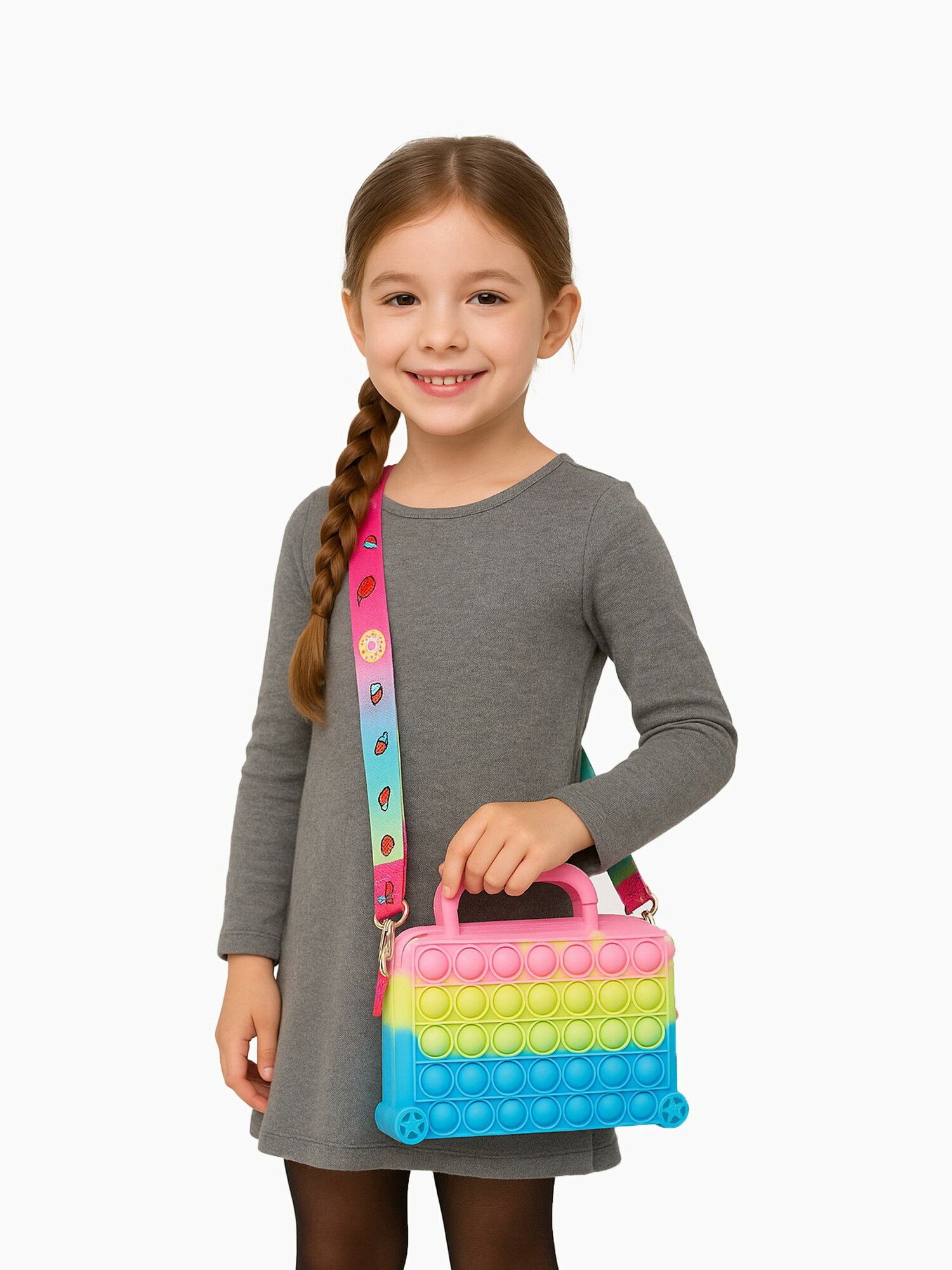 Сумка детская на молнии разноцветная, особенности: две ручки