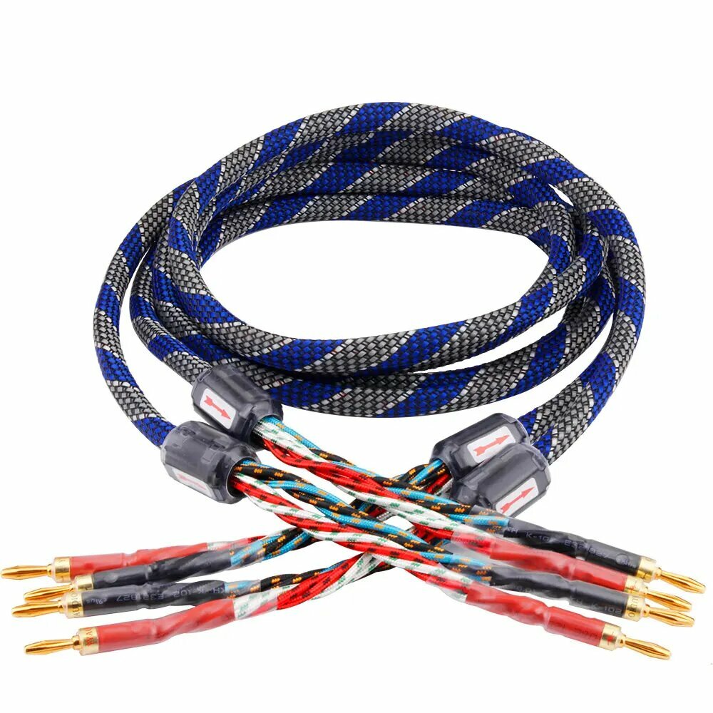 Банановые аудиокабели Hi-Fi из меди, 1 пара 4 to 4, 2 м