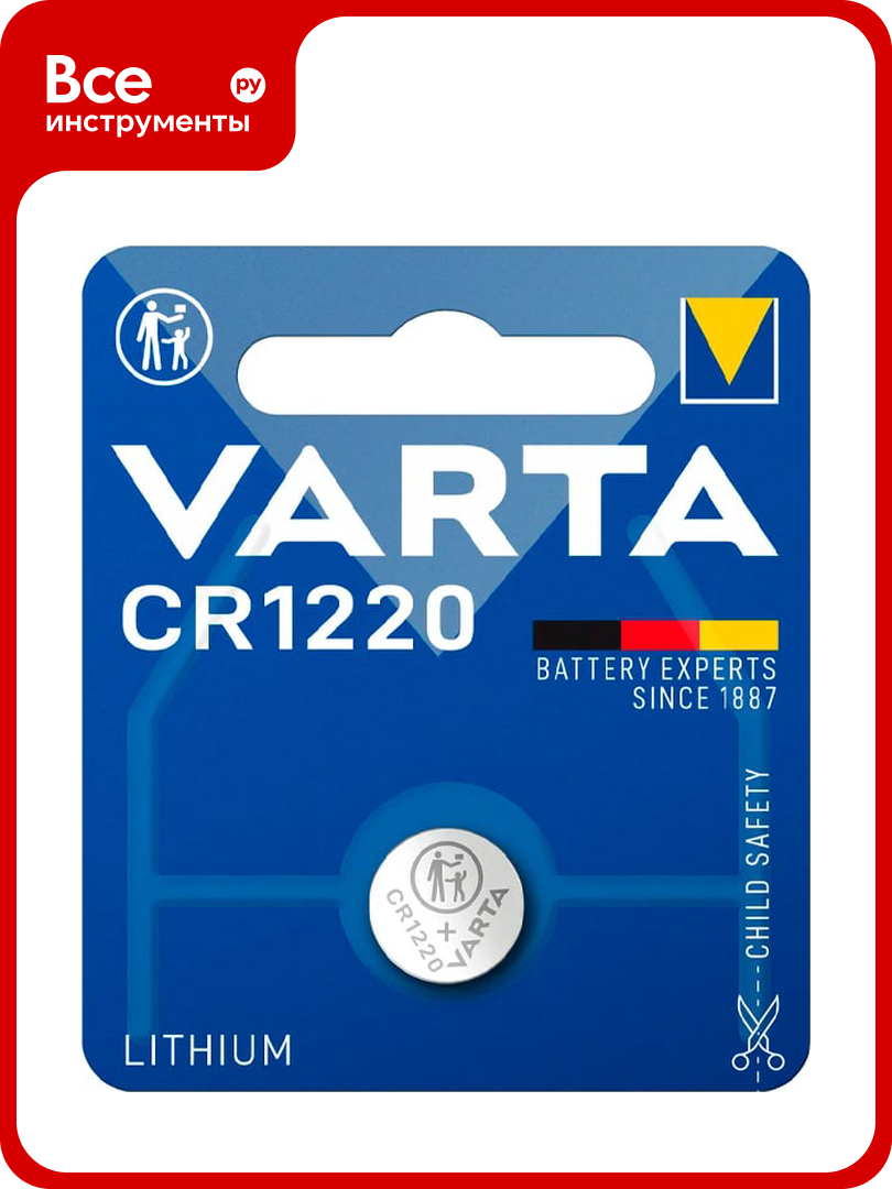 Батарейка Varta CR1220, BL1, Lithium, 3V 06220101401