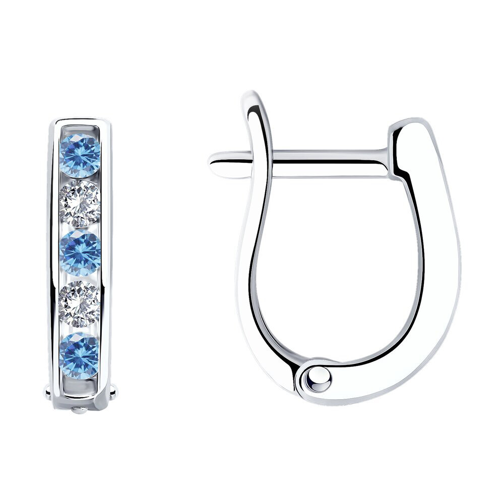 Серьги, серебро, 925 проба, фианит