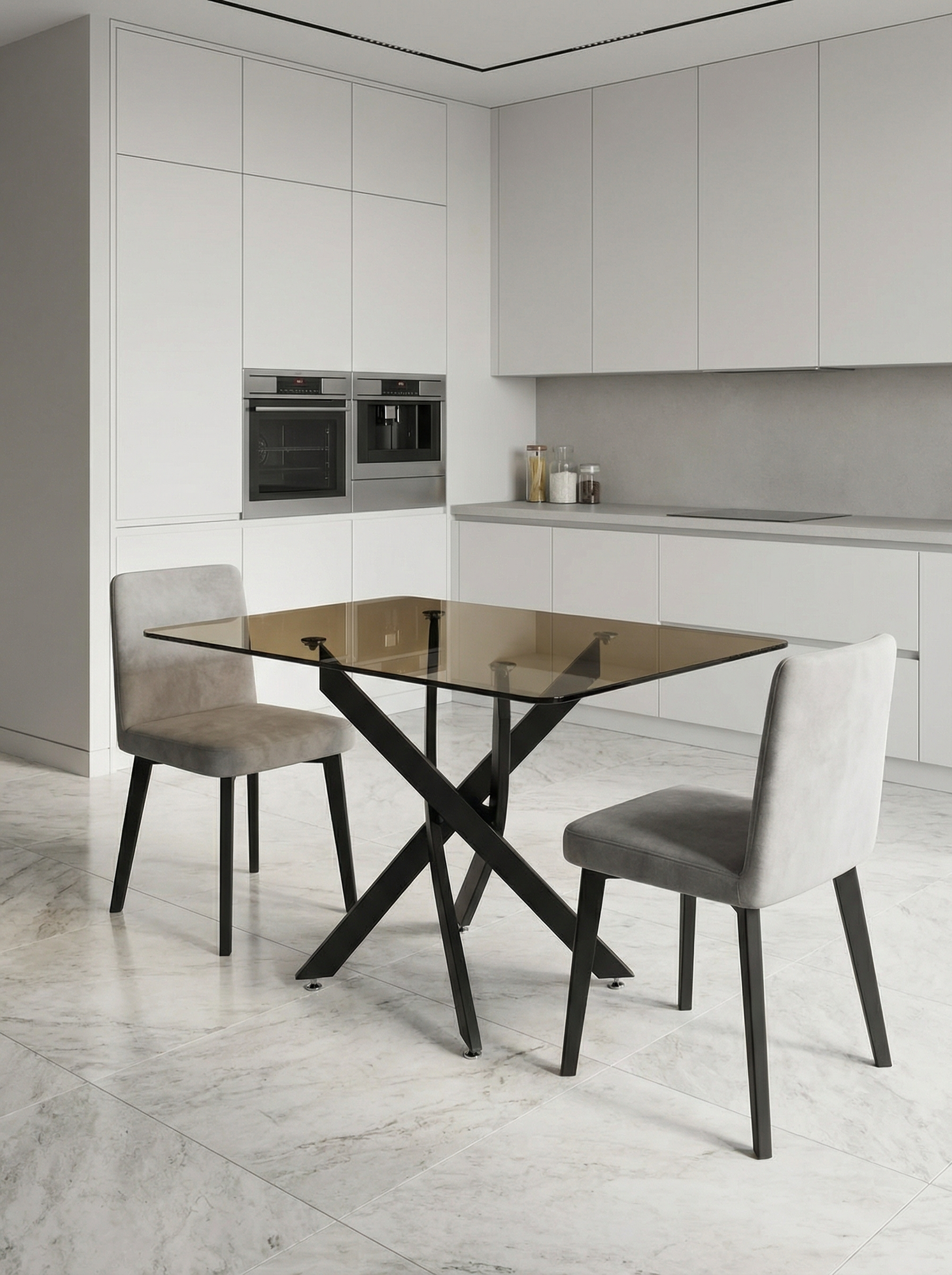 Стеклянный стол для кухни Рим 10 бронза/черный (1000х700 мм)