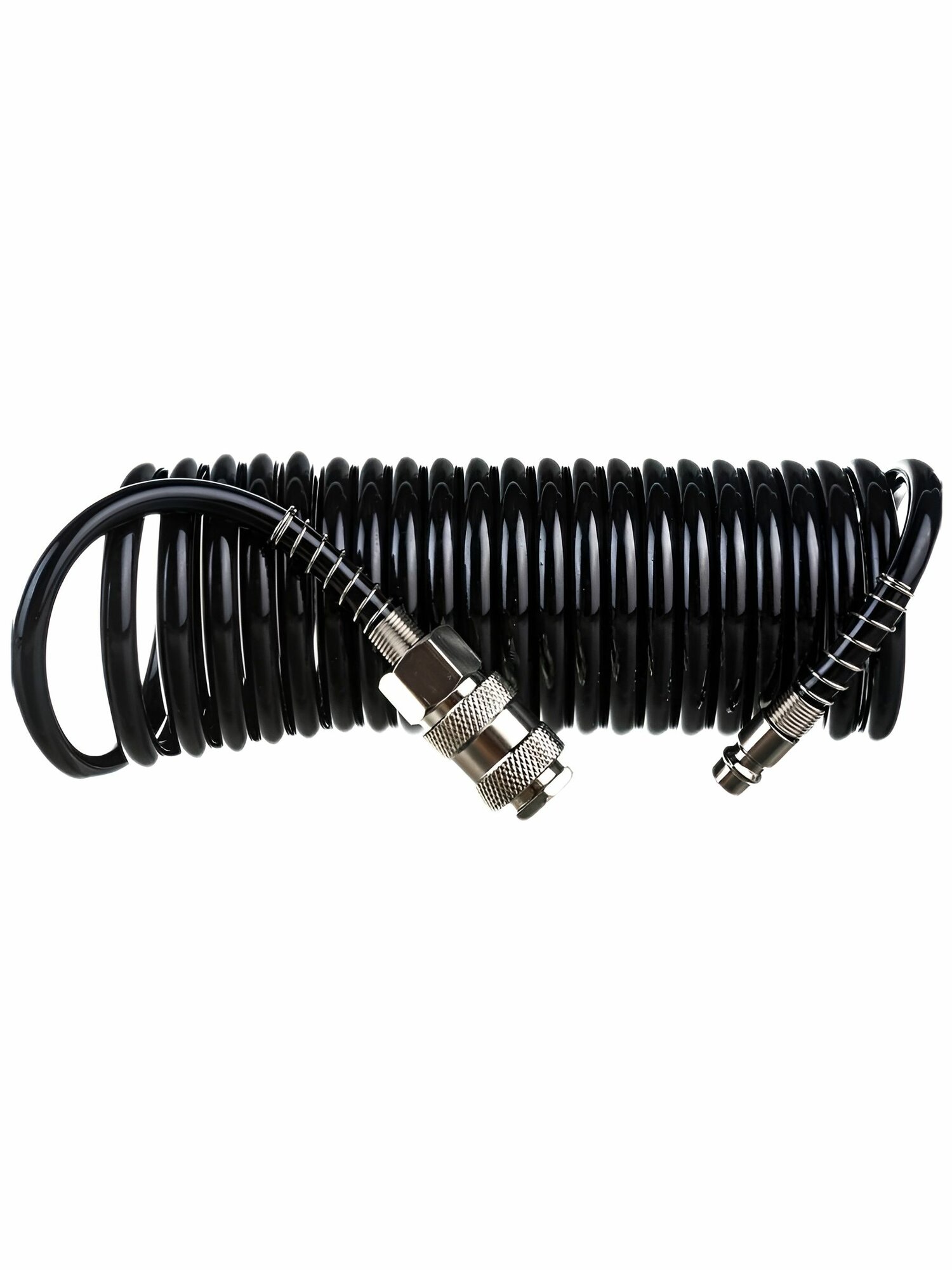 Шланг спиральный (4924) черный полиуретановый профи 5м; 20 бар; (5х8 мм) Pegas pneumatic