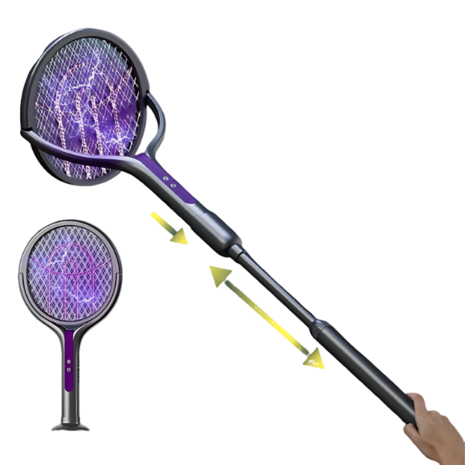 Электрический москитный молоток телескопический раз extendable москитный молоток USB москитный убиватель заряжаемый бытовой двухв москитный убивательная лампа, цвет: серый, функции: москитный убивательная лампа + электрический москитный молоток +