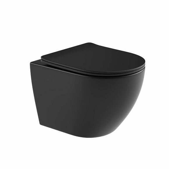 Унитаз подвесной Sapbox Blancor 7062C1-B Rimless, матовый черный, 49х36х36 см.