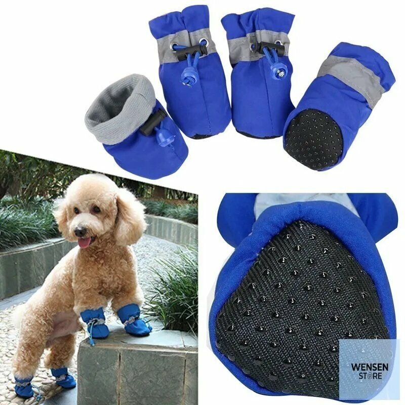 Обувь для собак, для кошек, сапоги для животных, синего цвета, размер 4, ботинки для собак