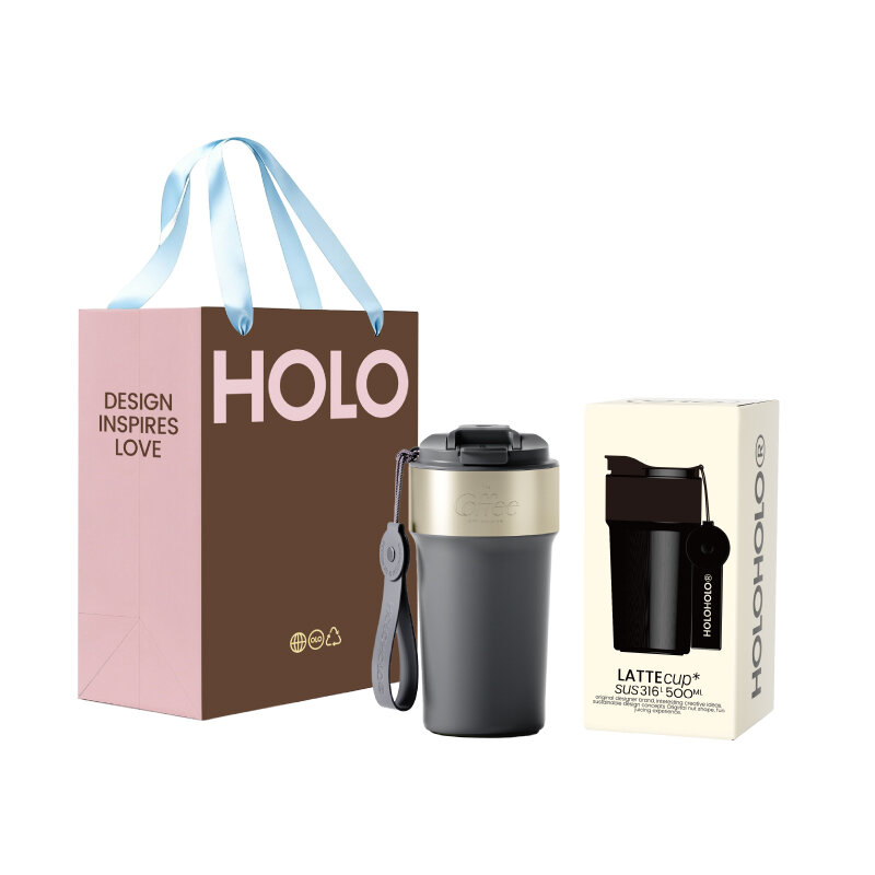Термокружка унисекс HOLOHOLO Coffee 316L, 500ml, concrete gray ceramic liner, нержавеющая сталь, керамическое покрытие