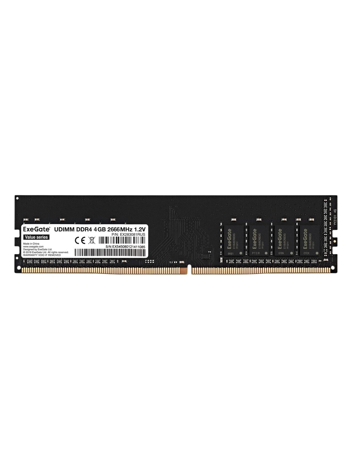 Оперативная память ExeGate EX283081RUS DDR4 4GB 2666MHz Value DIMM