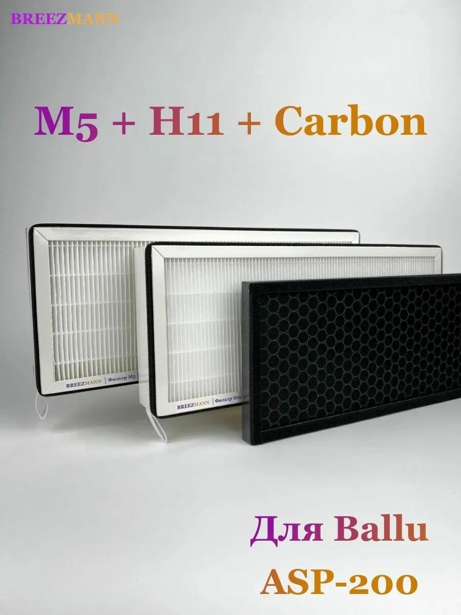 Комплект фильтров (M5 / H11 / Carbon) для приточной установки бризера Ballu OneAir ASP-200