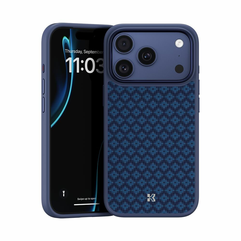 Усиленный чехол Benks ArmorPro ArmorGrid Case built with Kevlar для iPhone 17 Pro 6.3", цвет синий (Blue)