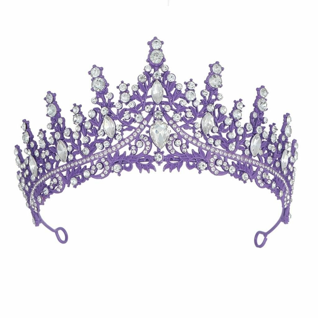 Женская вечерняя прическа с короной и стразами, Пурпурно-белый бриллиант