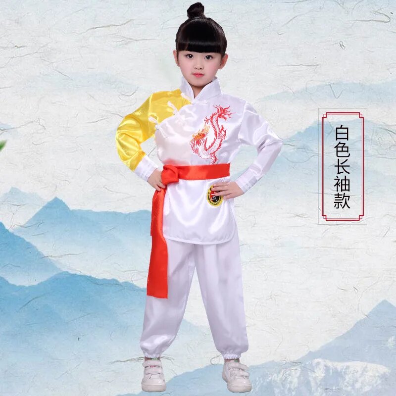 Детский костюм ушу из полиэстера Белый, 140, 1-long white