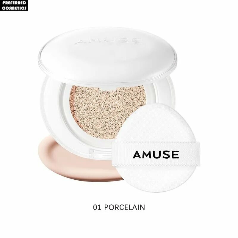 Тональная основа Amuse SEOUL Ceramic Skin Perfector Cushion Foundation Стойкая, легкая, полуматовая, безупречное покрытие, гипоаллергенная, веганская, Корейская косметика,15 г