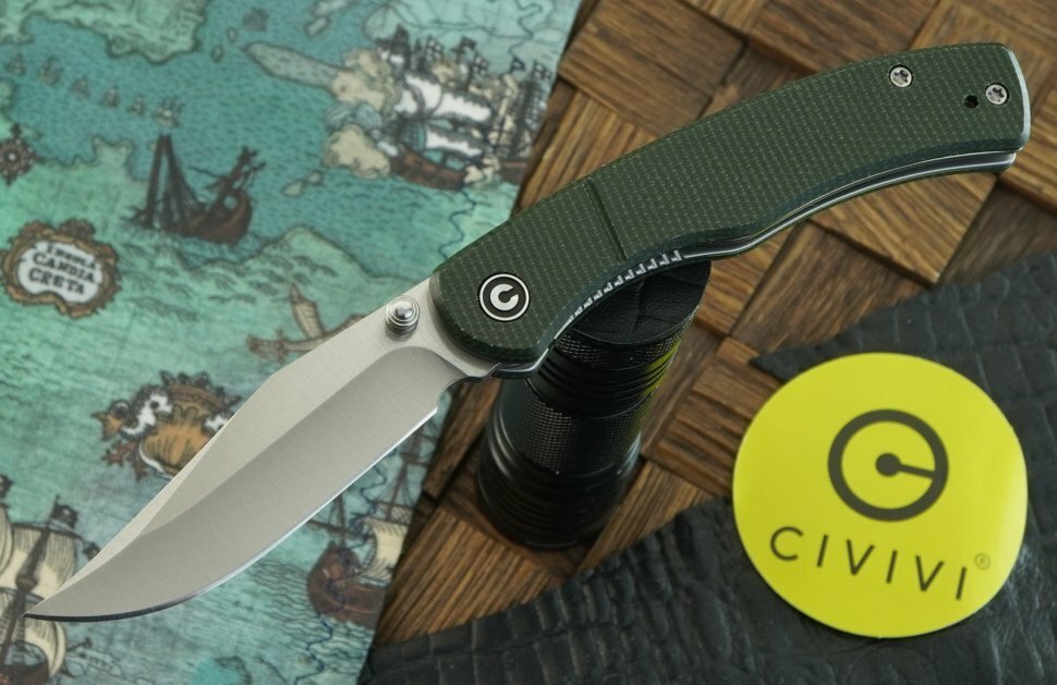 Складной нож Civivi Clingman, сталь Nitro-V, S, рукоять зеленая микарта