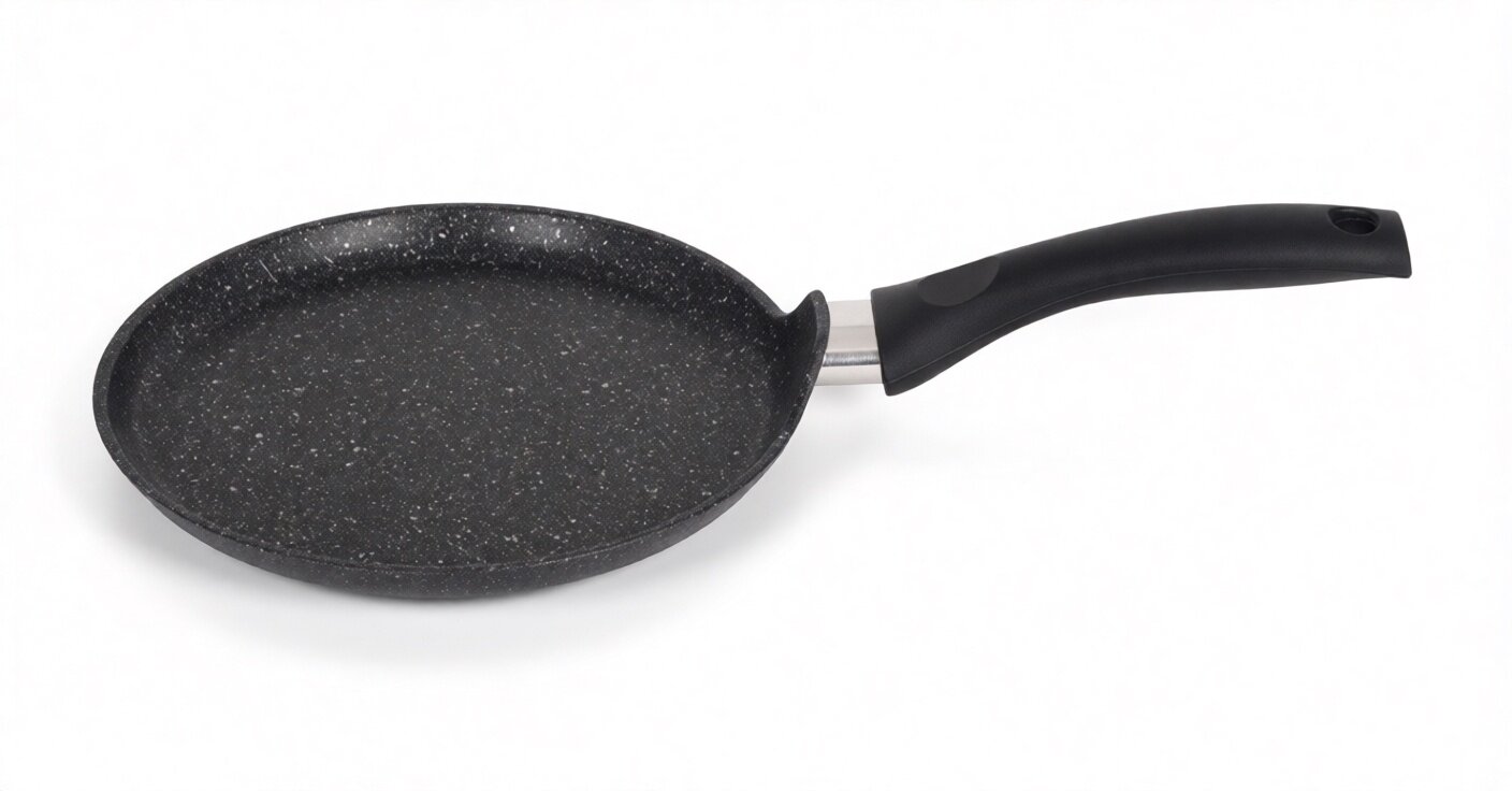 Сковорода блинная 22 см с ручкой, АП (темный мрамор) линия "Marble Induction"