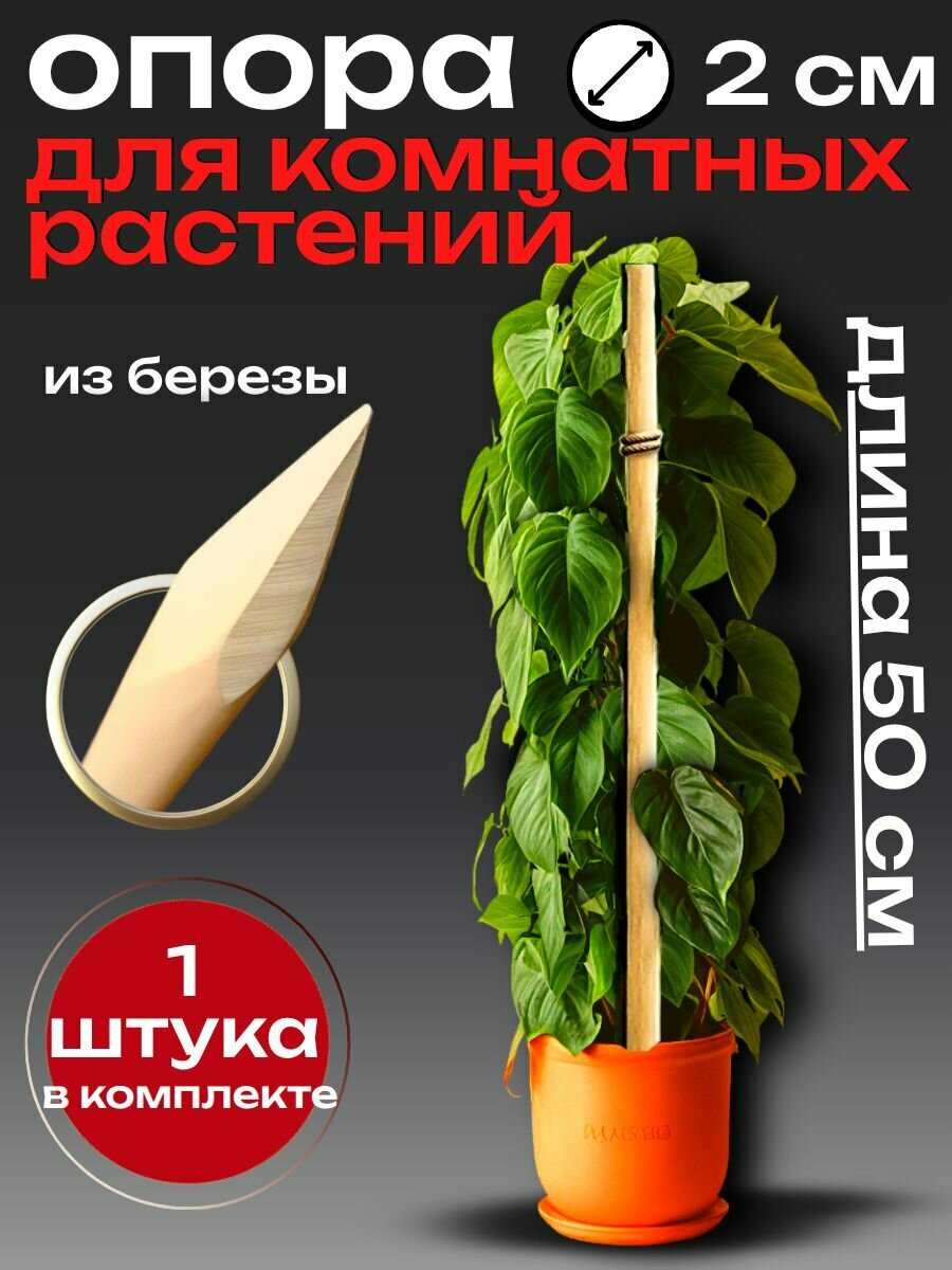 Опора для комнатных растений деревянная 50 см D 20 мм