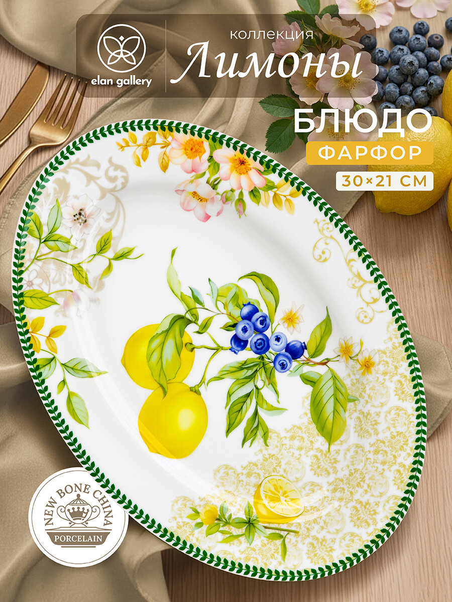 Блюдо овальное сервировочное Elan Gallery Лимоны 30х21х2,2 см